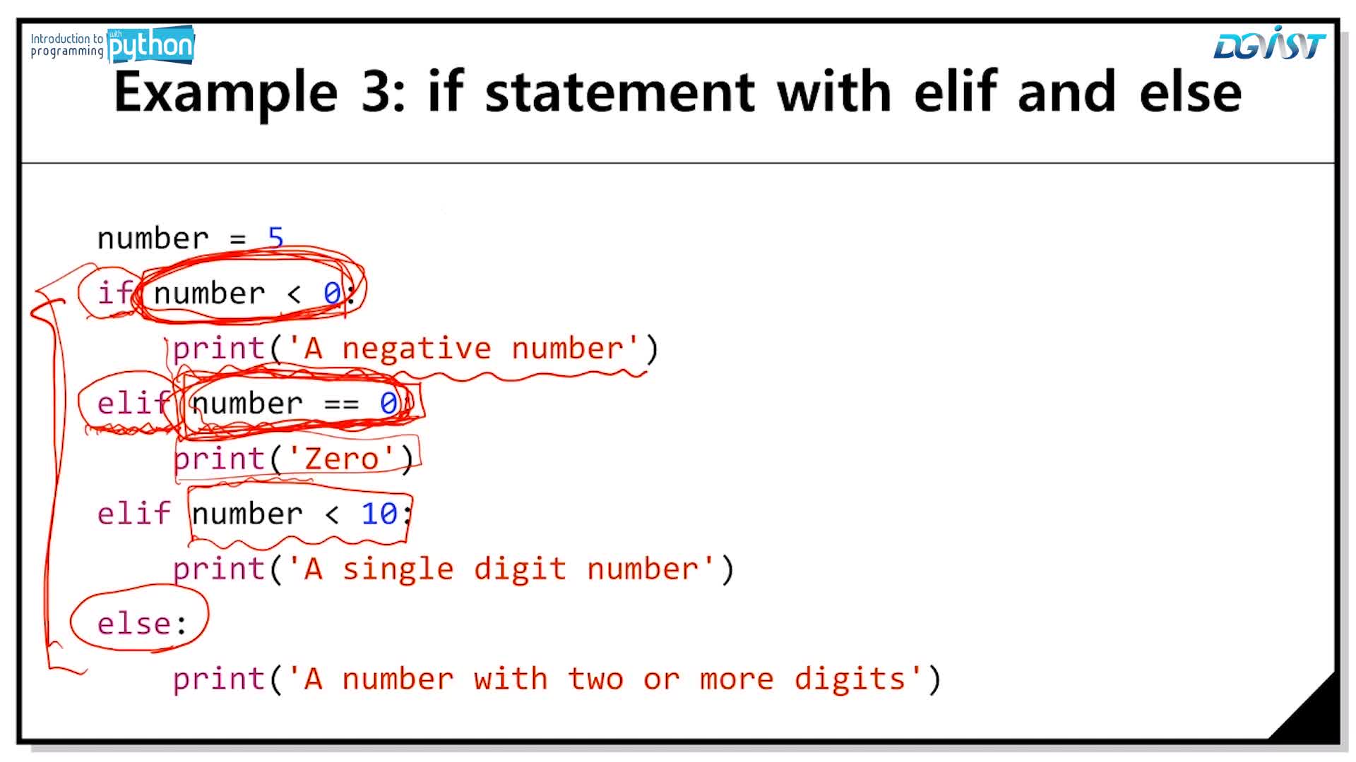 Python을 이용한 기초프로그래밍 2 4 Control Flows Conditional Statements Dgist