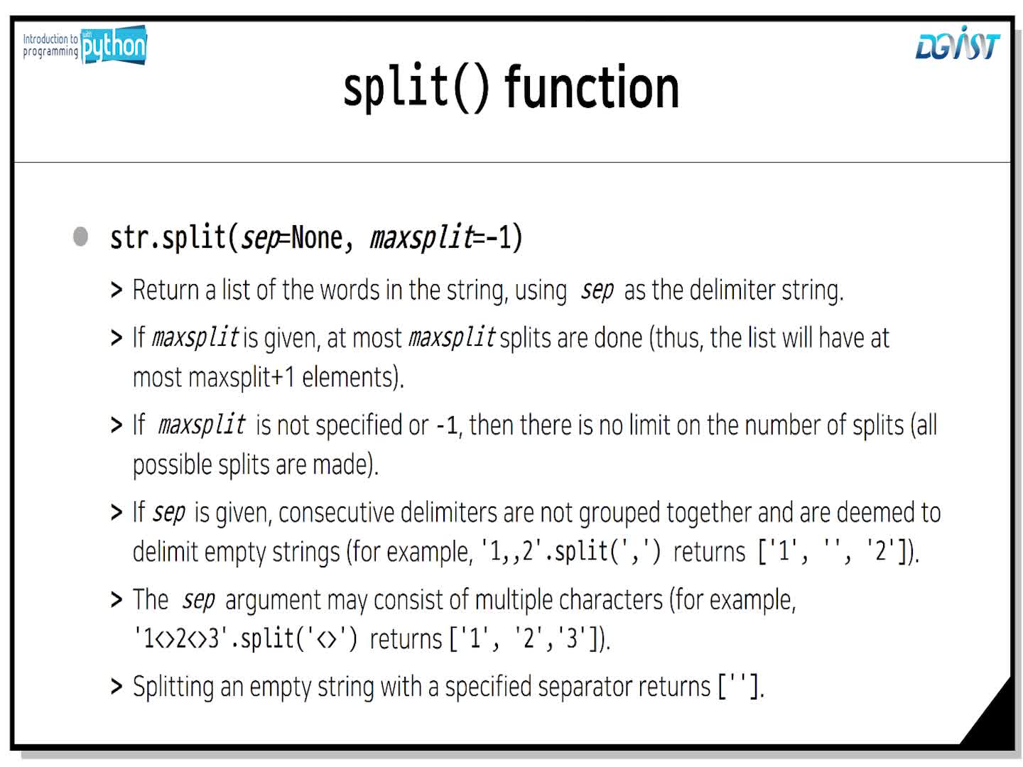 기초 인공지능프로그래밍 Python Programming 7 2 Functions On Strings Unist