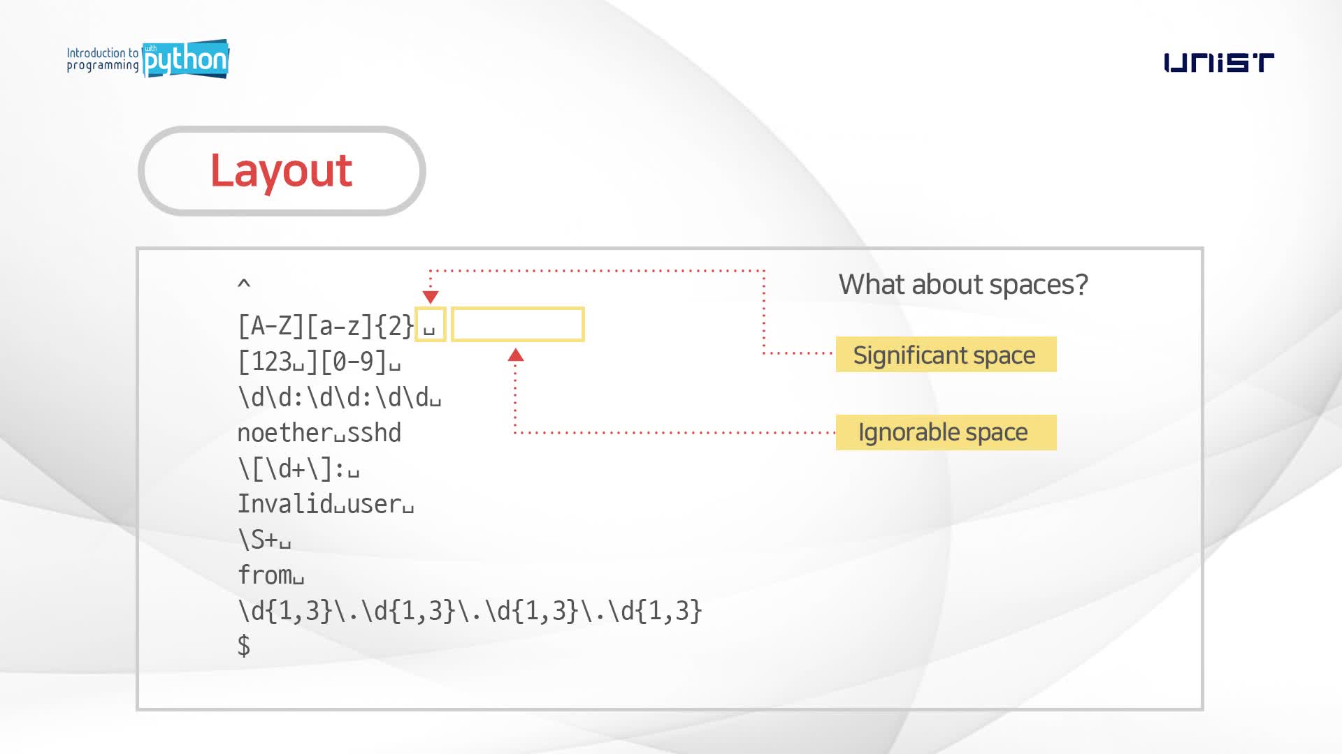 기초 인공지능프로그래밍 Python Programming 10 4 Regular Expressions 4 Unist